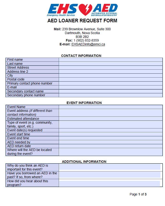 EHS AED Loaner Program – EHS AED Registry Program